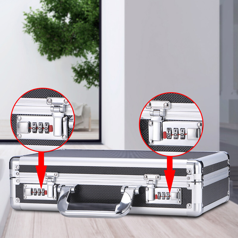 Black Password Aluminum Hard Case Briefcase Toolbox Carrying Box Water ...