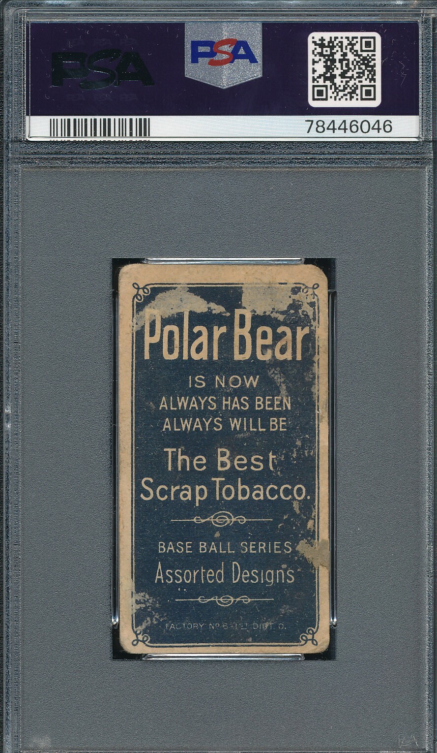 POLAR BEAR PSA 1.5 FAIR T206 SAM CRAWFORD HOF w/BAT 1909 PB TOBACCO ...