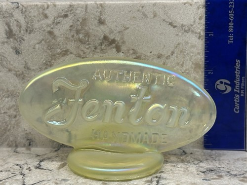 Fenton Art Glass Yellow Opalescent Logo Oval Dealer Advertising Sign | eBay
