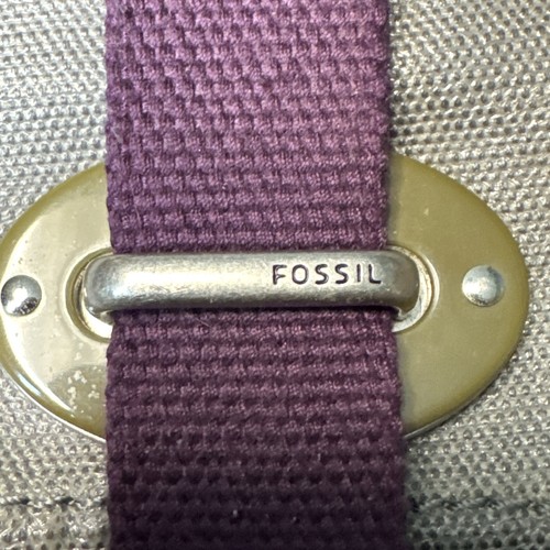 VTG FOSSIL KEY-PER CROSSBODY Purple Quilted Silver Coated Canvas | eBay