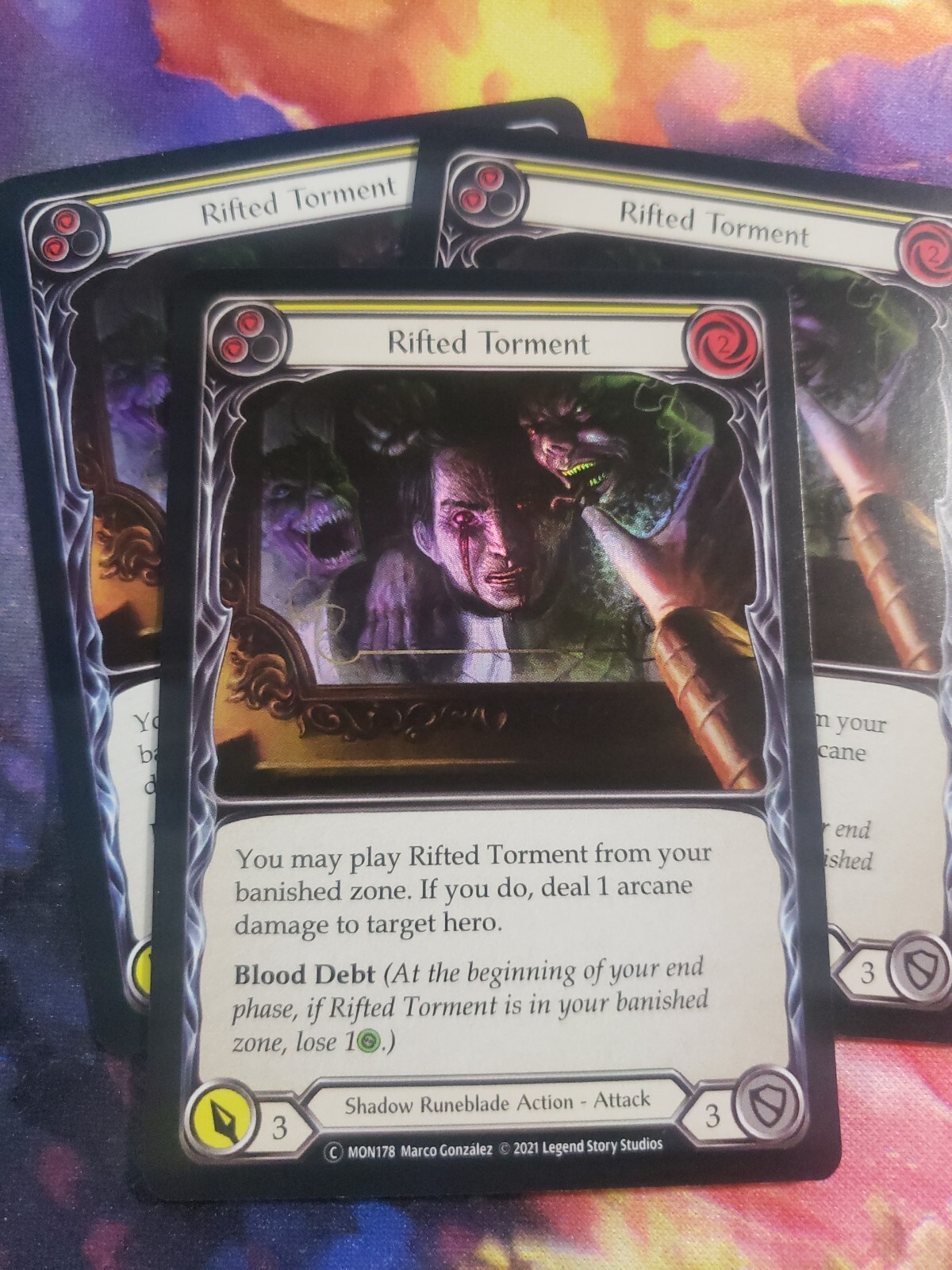 3x Rifted Torment Yellow Foil Playset Monarch FAB Flesh and Blood TCG ...