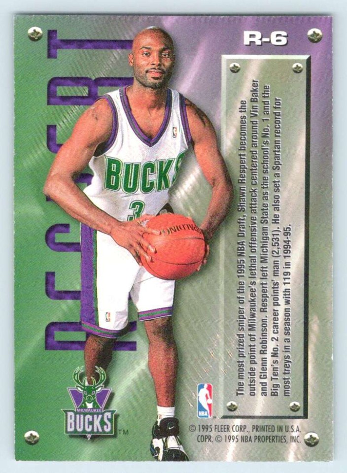 1995-96 Fleer Metal Rookie Roll Call #R6 Shawn Respert Bucks (Insert ...