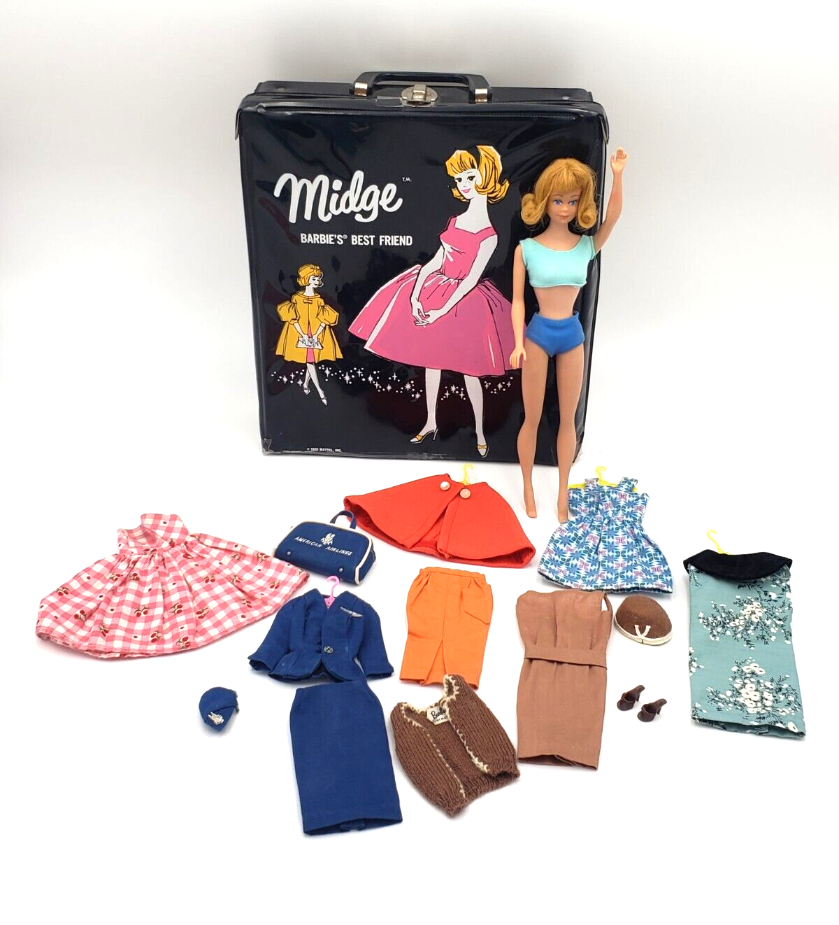 Very Nice Vintage 1960's Midge Hadley Barbie Doll with Clothes/Case ...