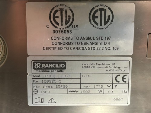 Rancilio Epoca E 1 Group Automatic Commercial Espresso Machine | eBay