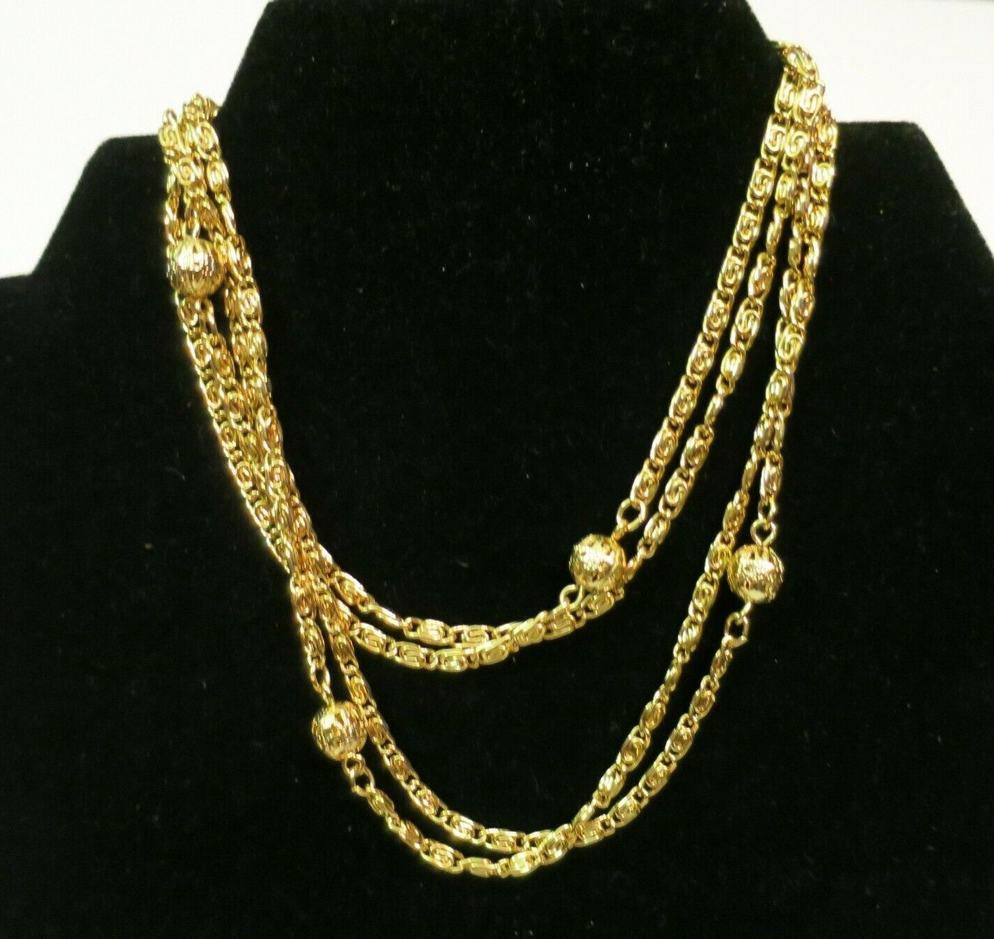 Long 42" Satellite Necklace Lumachina Chain Gold Tone with Filigree ...