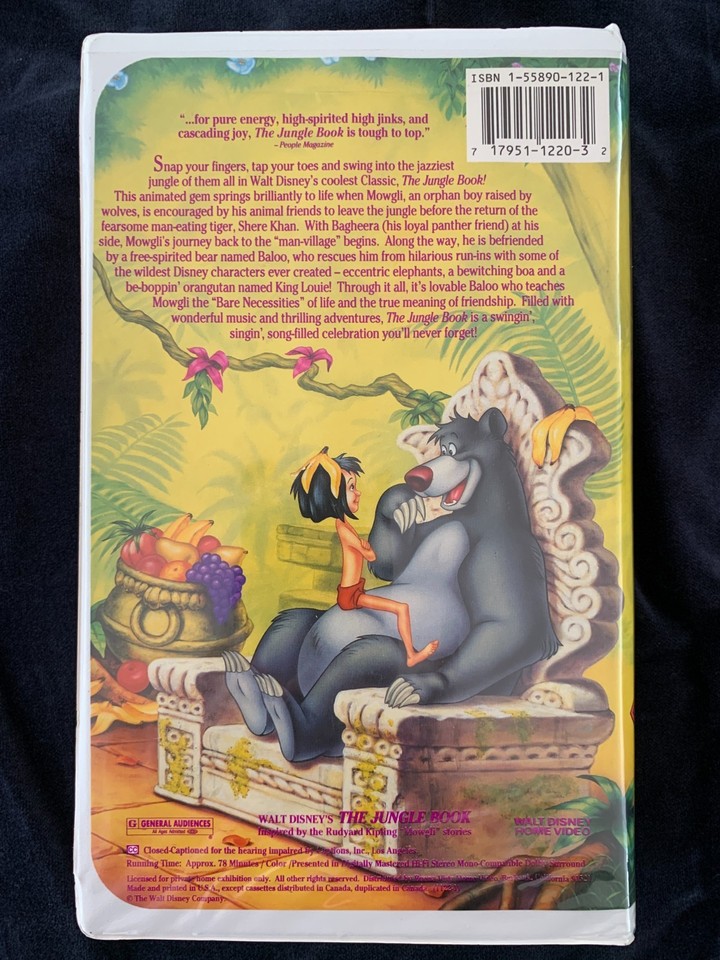 "The Jungle Book" Walt Disney *Black Diamond* VHS Tape 1122 (biege ...