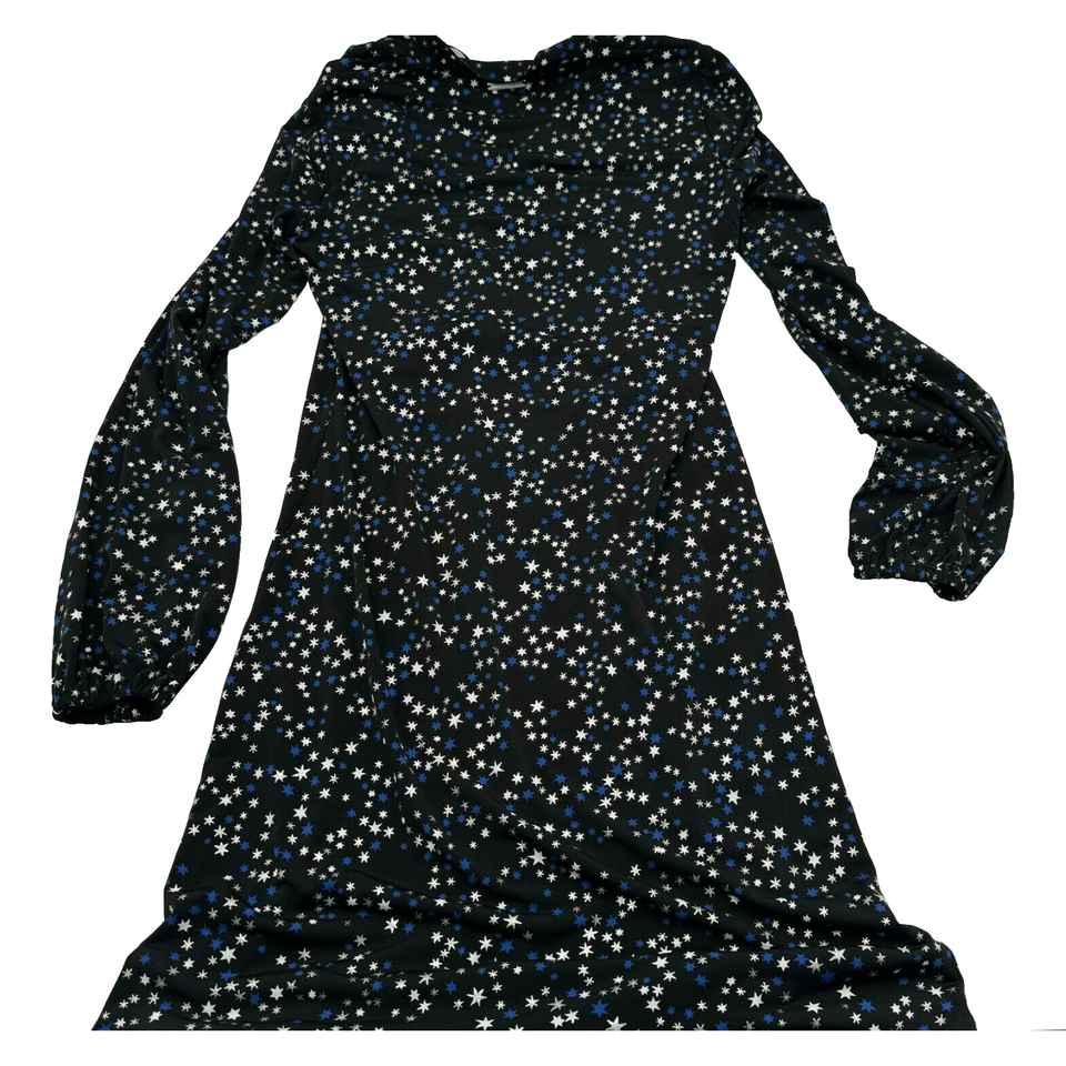 Michael Kors XS Designer Dress Long Sleeves Black blue silver stars ...