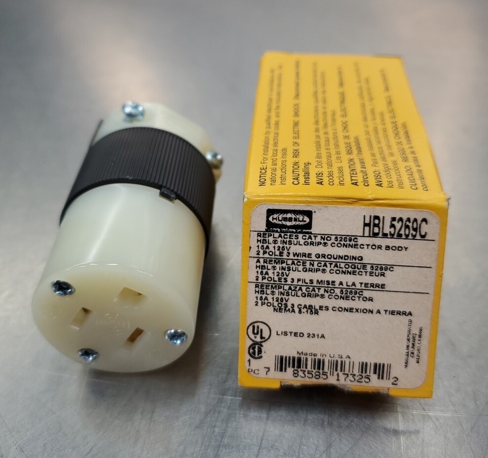 HUBBELL HBL5269C InsulGrip Connector Body, 15A 125V. 4C-25 | eBay