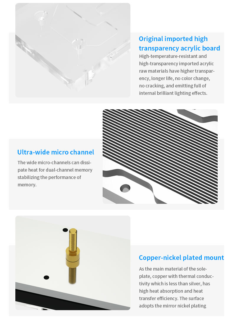 Barrowch DIMM Memory RAM Water Block Heatsink Temperature Display for ...