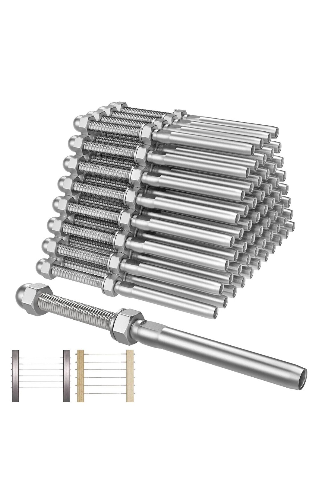 T316 Stainless Steel Swage Threaded Tensioner End Fittings 3/16" Cable ...