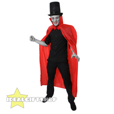 RED CAPE HALLOWEEN VAMPIRE FANCY DRESS COSTUMES MENS WOMENS HIGH COLLAR ...