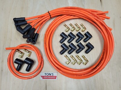 Ton's 90* 8mm Orange Spark Plug Wires Universal Chevy GM Socket ...