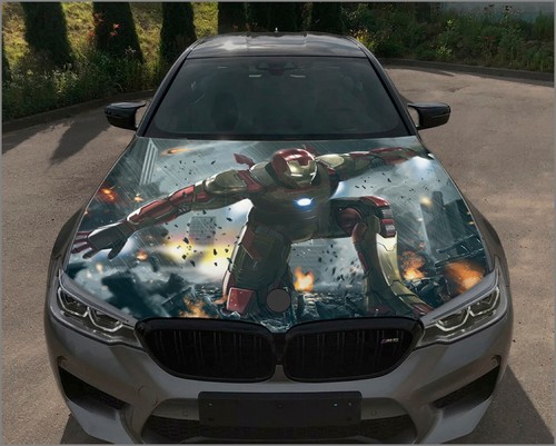 Car Hood Wrap Iron Man Vinyl Sticker Avenger Full Color Custom Decal | eBay