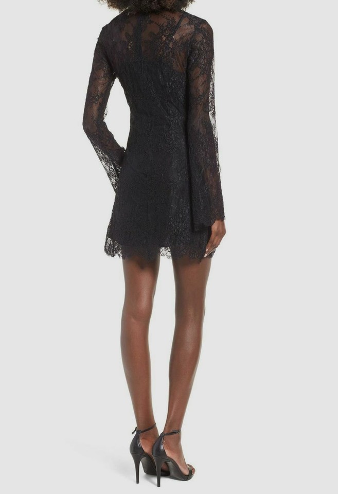 $996 Stone Cold Fox Women's Black Kerr Lace Long Sleeve Mini Dress Size ...