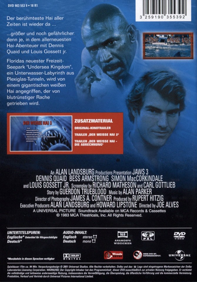 The White Shark Part 3 Jaws III Dennis Quaid DVD New | eBay