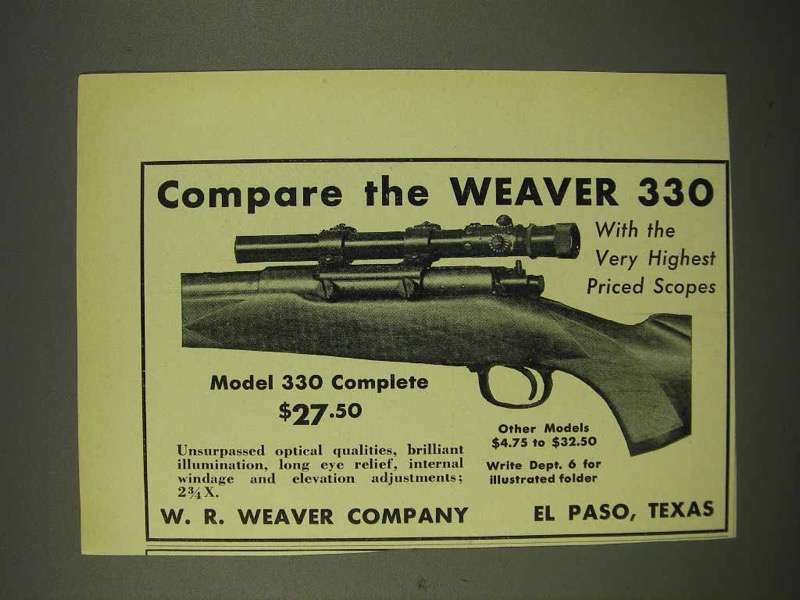 1938 Weaver 330 Gun Scope Ad - Compare | eBay