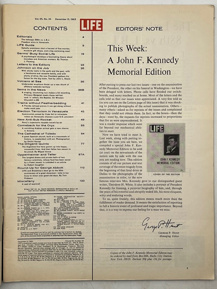 LIFE Magazine DEC 13, 1963 LBJ Johnson; Volcano; Argentine Quints ...