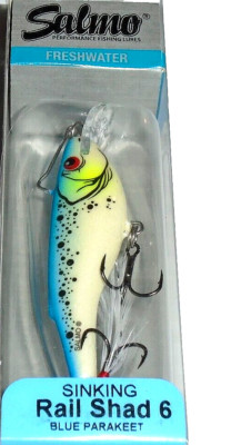 Salmo Sinking Rail Shad 6 Crankbaits (Blue Parakeet-2 3/8"-1/2 Ounce ...