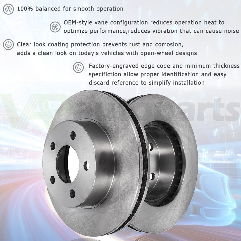 Front Vented Discs Brake Rotors For CHEVROLET AVEO 2004-11 PONTIAC WAVE ...