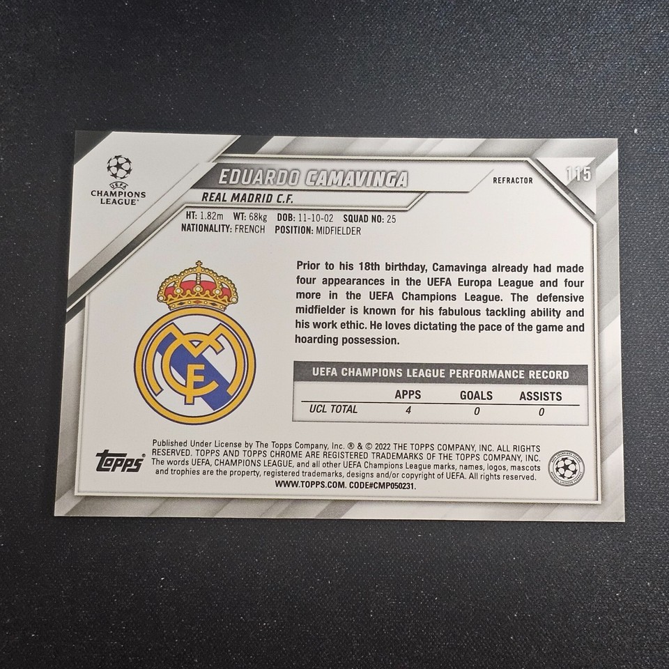 2021 22 TOPPS CHROME UCL EDUARDO CAMAVINGA SILVER REFRACTOR C1 | eBay