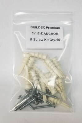 BUILDEX Premium ½” E-Z ANCHOR Self-Drilling and Screw Kit Qty. 15 | eBay