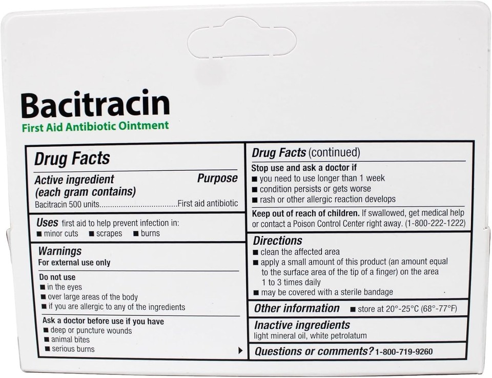 Bacitracin First aid Antibiotic Ointment, USP - 1/2 Oz 0.5 Ounce (Pack ...