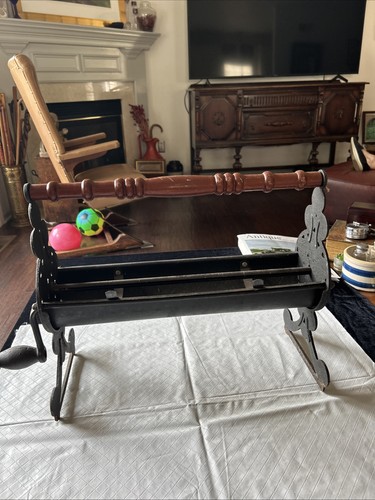 Vintage Cast Iron Newspaper Paper Log Roller w/wood Handle Farmhouse | eBay