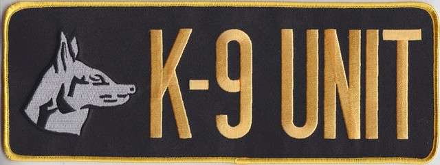 K-9 UNIT Gold on Black Back Panel Patch 10 5/8" X 4" police/sheriff ...