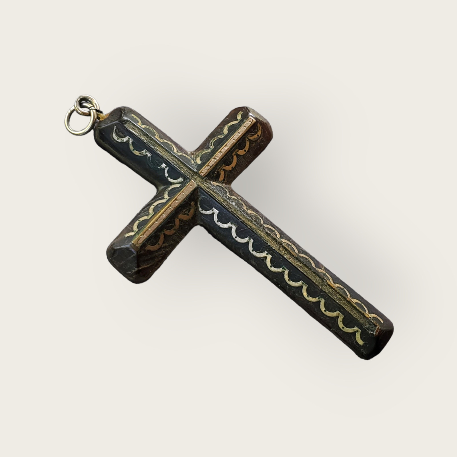 Antique Piqué Posé Cross Pendant Victorian Era Christ… - Gem