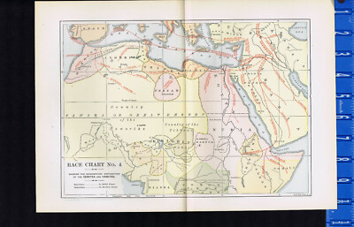 RACE CHART: Geographical Distribution of Semites & Hamites - 1894 | eBay
