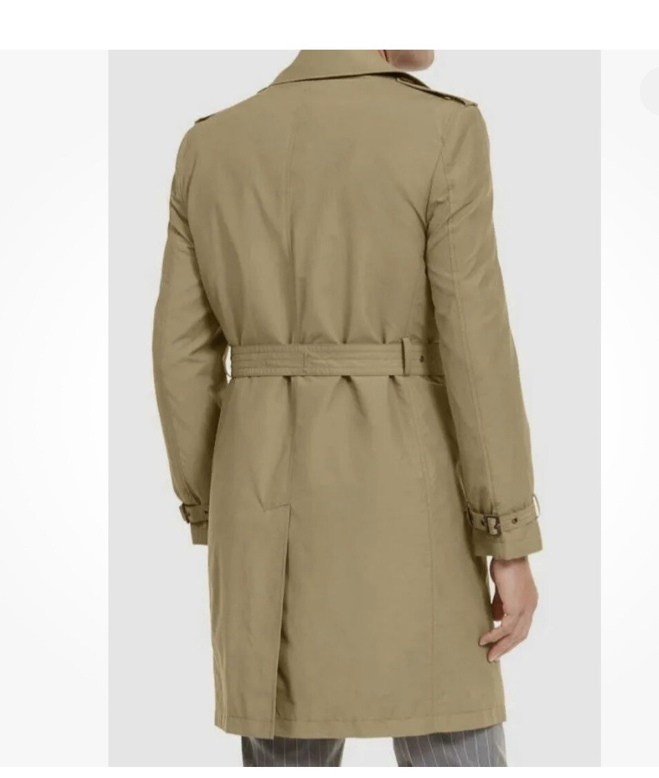 Calvin Klein CK Men’s Slim Fit Beige Double Breasted Raincoat Coat ...