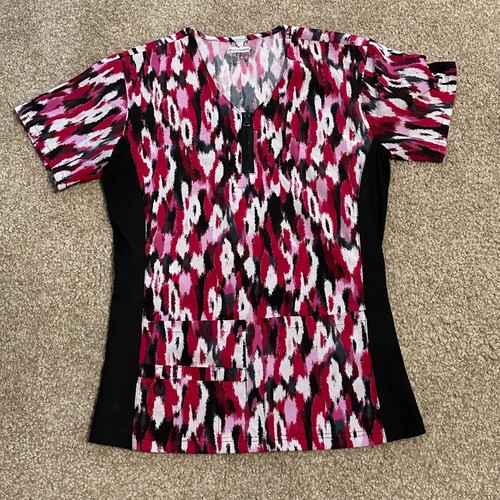 Scrubaid Tapered Fit Four Way Stretch Scrub Top Multicolor Women's Sz S 1/4 Zip | eBay
