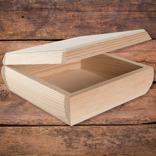 Small Square Wooden Box 16x16x6 cm / Rounded Corners Keepsake Memory ...