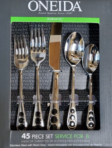 ONEIDA ADRIATIC 45 pc flatware set service for 8.NEW | eBay
