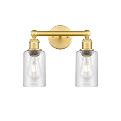 Innovations Clymer 2Lt 13" Bath Vanity Light, Satin Gold/Seedy - 616-2W ...