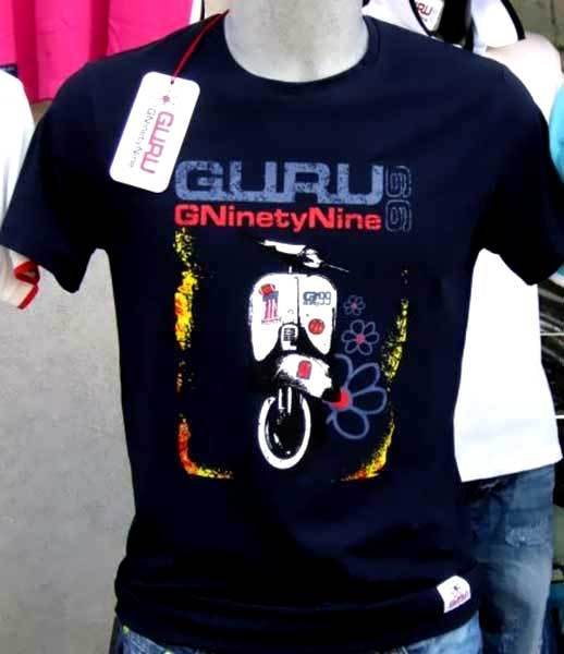 Men's T-shirt Guru half sleeve crewneck with Vespa print and logo art GN437 | eBay