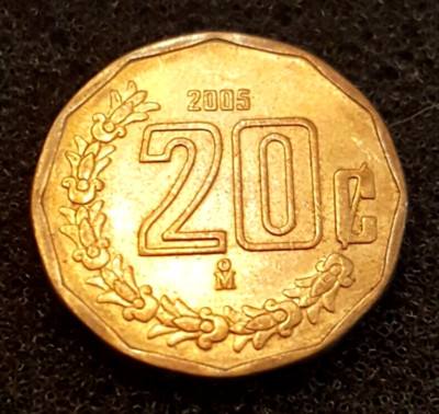 20 Centavos 2005 (large type) designs from Reed (Acatl) Aztec Calendar ...