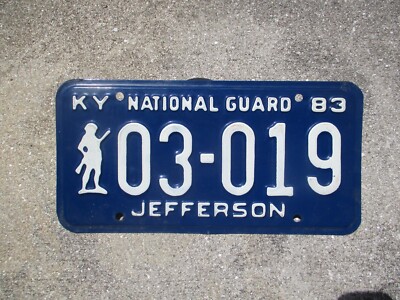 Kentucky 1983 National Guard license plate # 03 - 019 | eBay