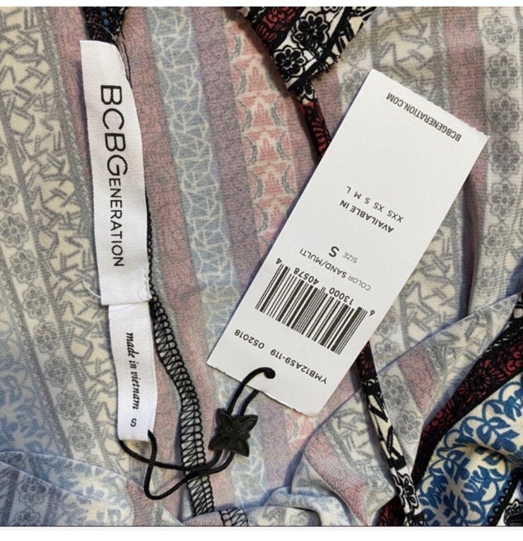 BCBGENERATION printed front knot tunic size small NWT | eBay