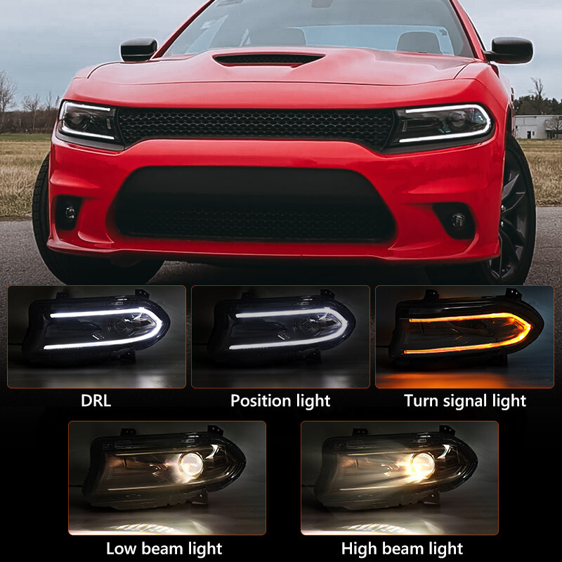 For 2022-2025 Dodge Charger Halogen Switchback LED DRL Headlight ...