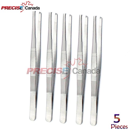 SET OF 5 THUMB RAT TOOTH TISSUE FORCEPS 6" 1X2 TEETH SURGICAL ...
