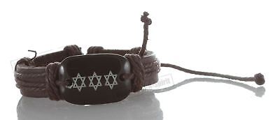1 Brown Jewish Magen Star of David Bangle Leather Bracelet Wristband ...