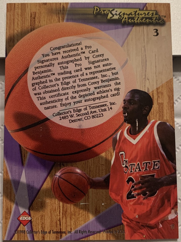 Corey Benjamin Oregon State Basketball Collectors Edge Rookie Autograph ...