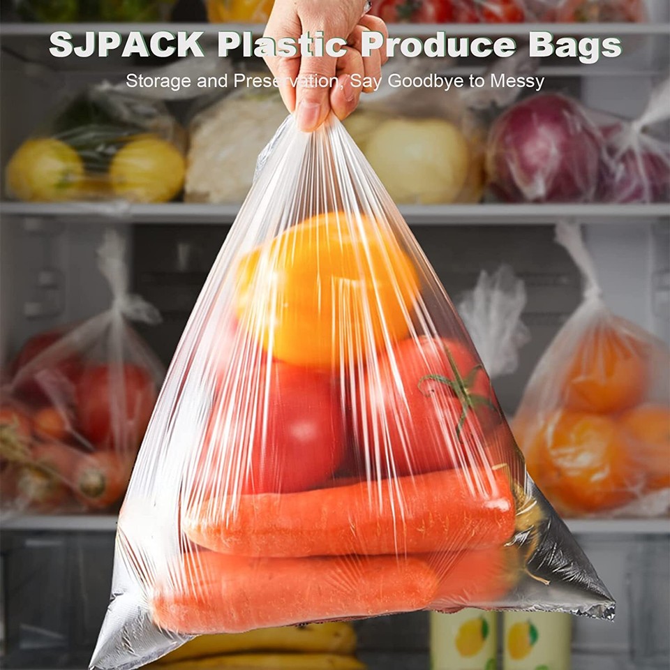 4 Rolls Clear Plastic Produce Bags 12x16" Grocery Kitchen Vegetable ...