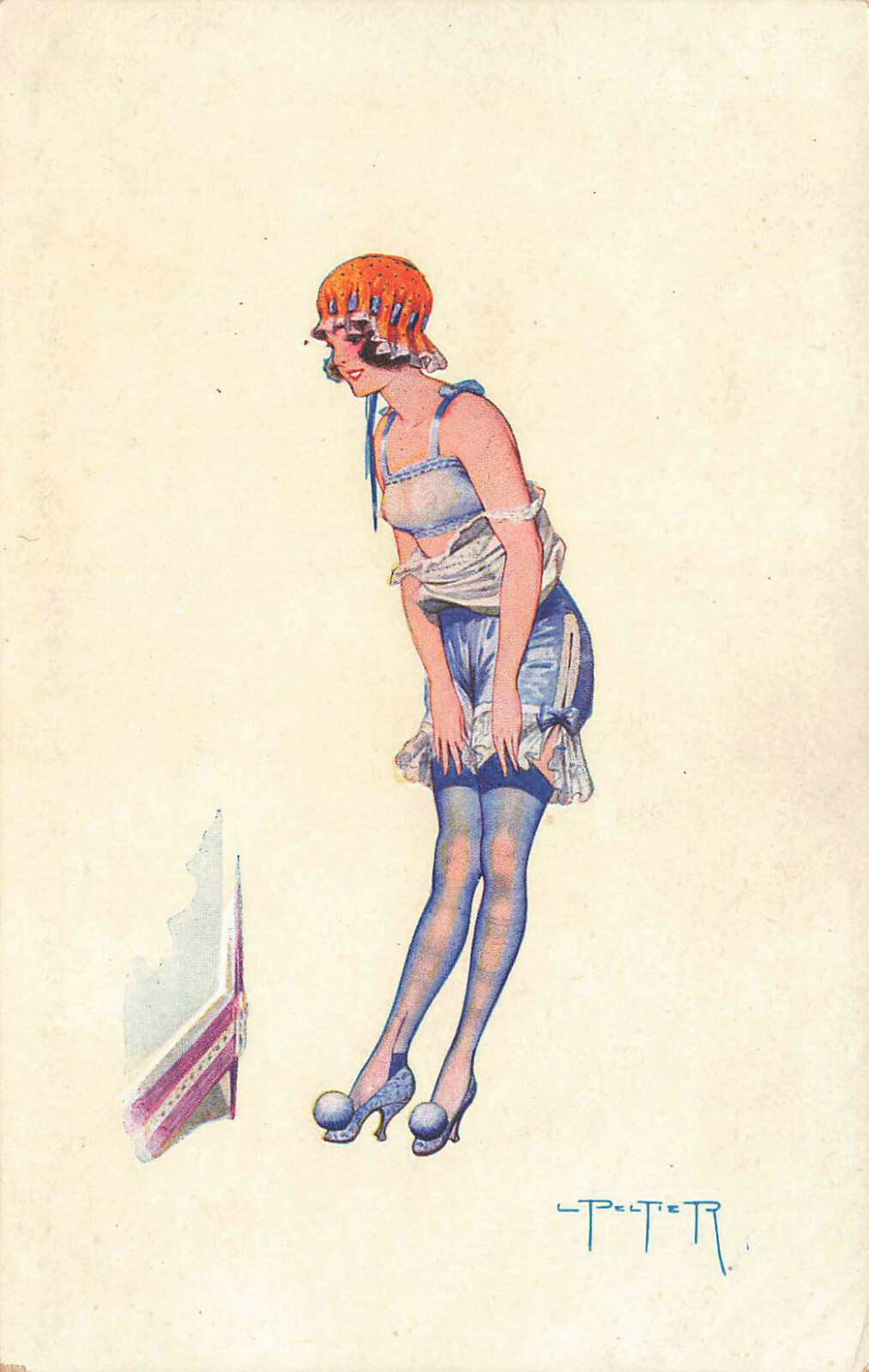 Artist Signed Peltier Beatifull Woman Window Shopping Paris France ...