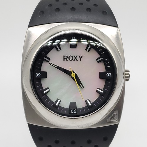 Roxy Watch Women 33mm New Battery MOP Dial Yellow Seconds Hand Black ...