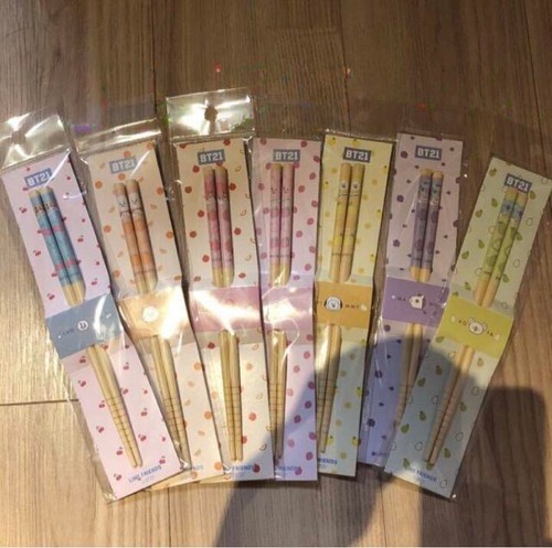 BTS BT21 Fruit chopsticks Tableware 7Types Complete Set official LINE ...