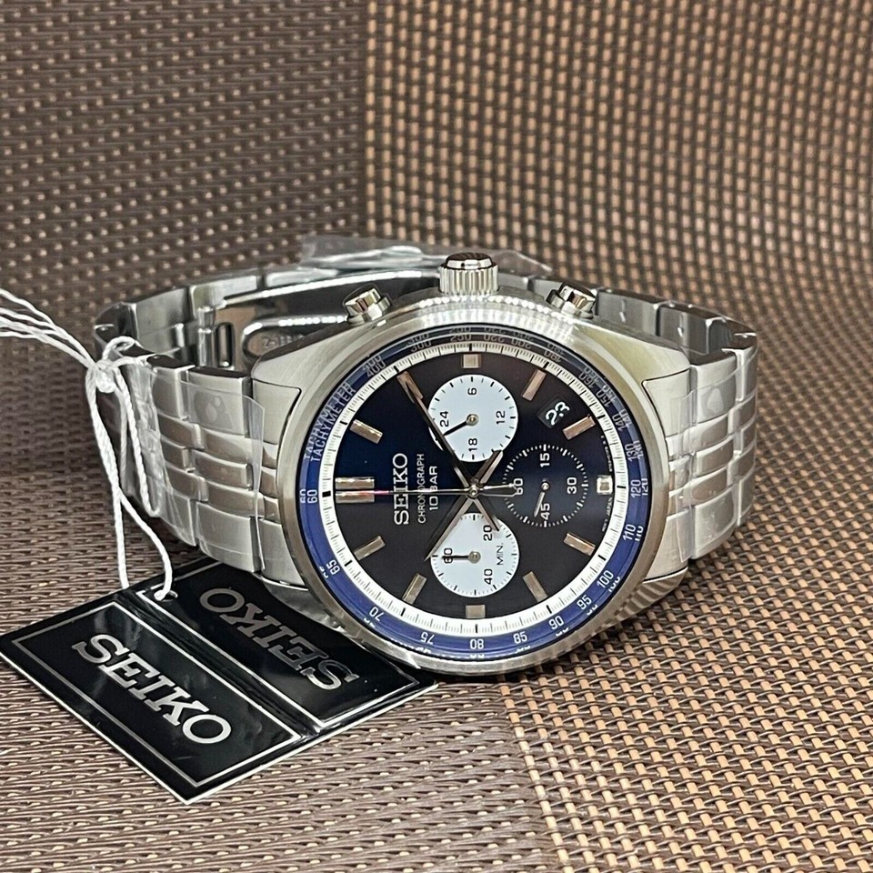 Seiko Chronograph SSB427P1 Quartz Stainless Steel Blue Dial Analog Men ...