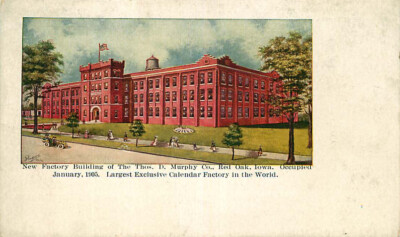 Postcard Rendering New Thos. D Murphy Calendar Factory, Red Oak, Iowa ...