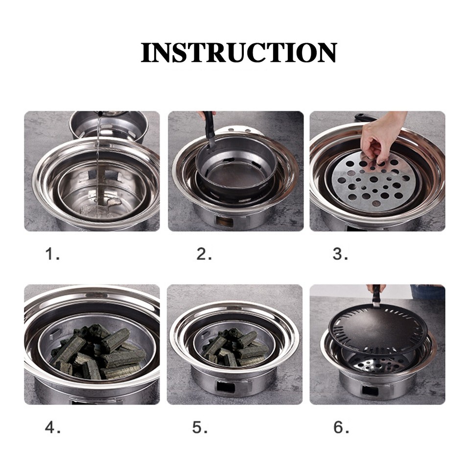 Japanese / Korean Stainless Hibachi BBQ Picnic Table Grill Barbecue ...